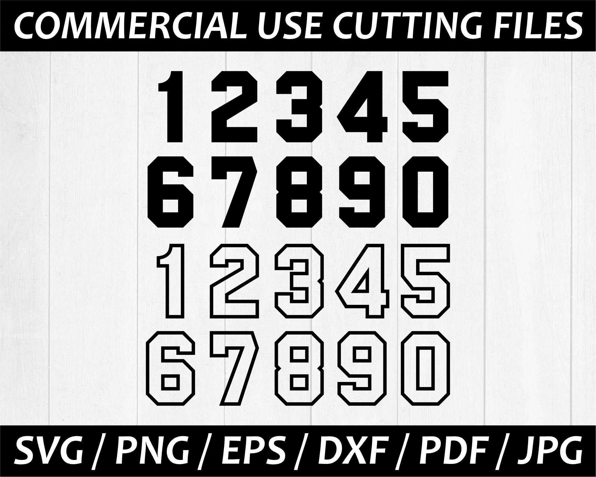 Sport Numbers Png Svg Dxf Eps Pdf Jpg. Digital Download - Etsy