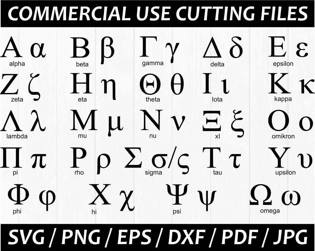 Greek Alphabet, Svg, Dxf, Eps, Pdf, Jpg. Digital Download, Laser Plasma ...
