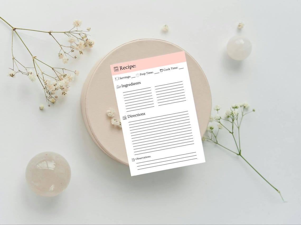 Simple Recipe Cards | Printable Recipe Cards | Recipe Card Template ...