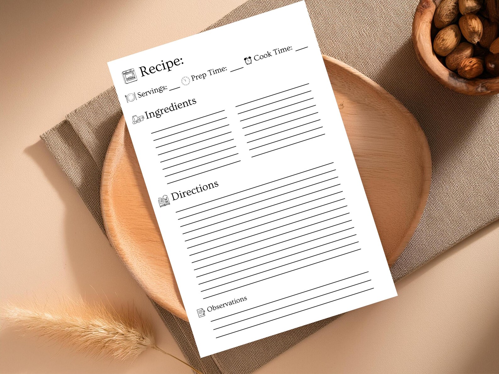 Simple Recipe Cards | Printable Recipe Cards | Recipe Card Template ...