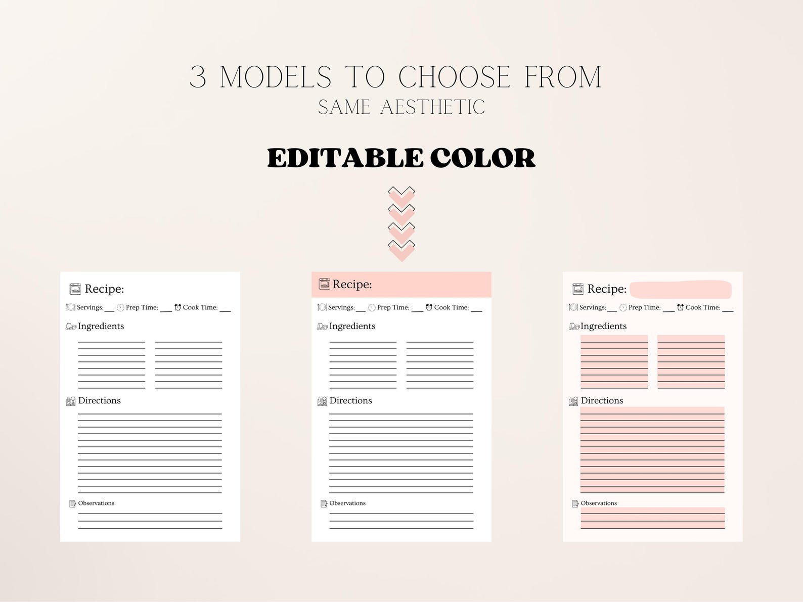 Simple Recipe Cards | Printable Recipe Cards | Recipe Card Template ...