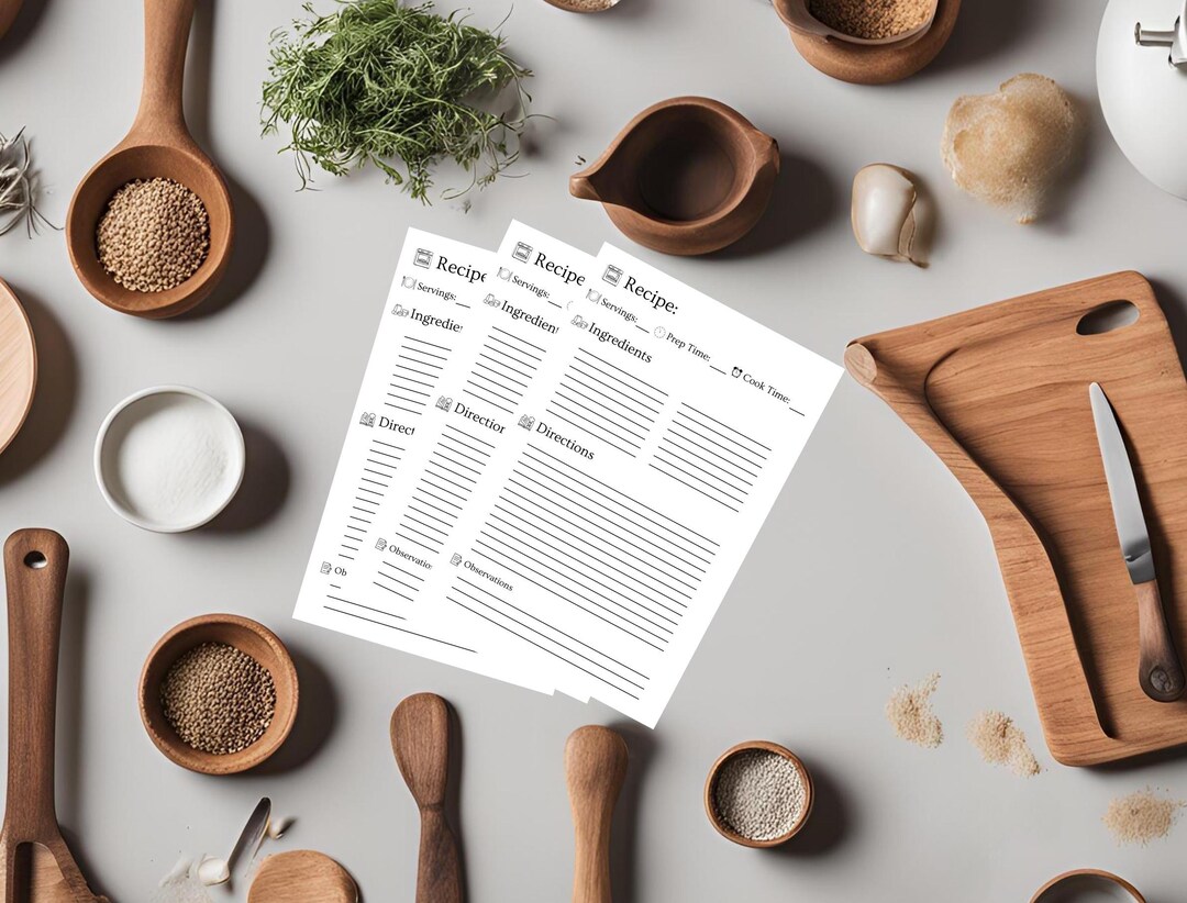 Simple Recipe Cards | Printable Recipe Cards | Recipe Card Template ...