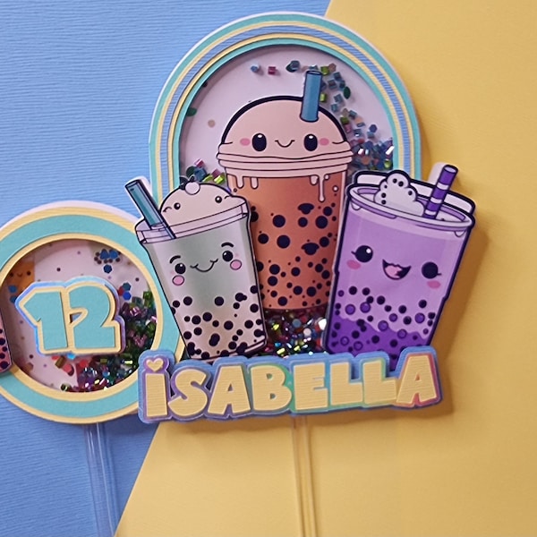 Boba Tea Cake Topper - Etsy