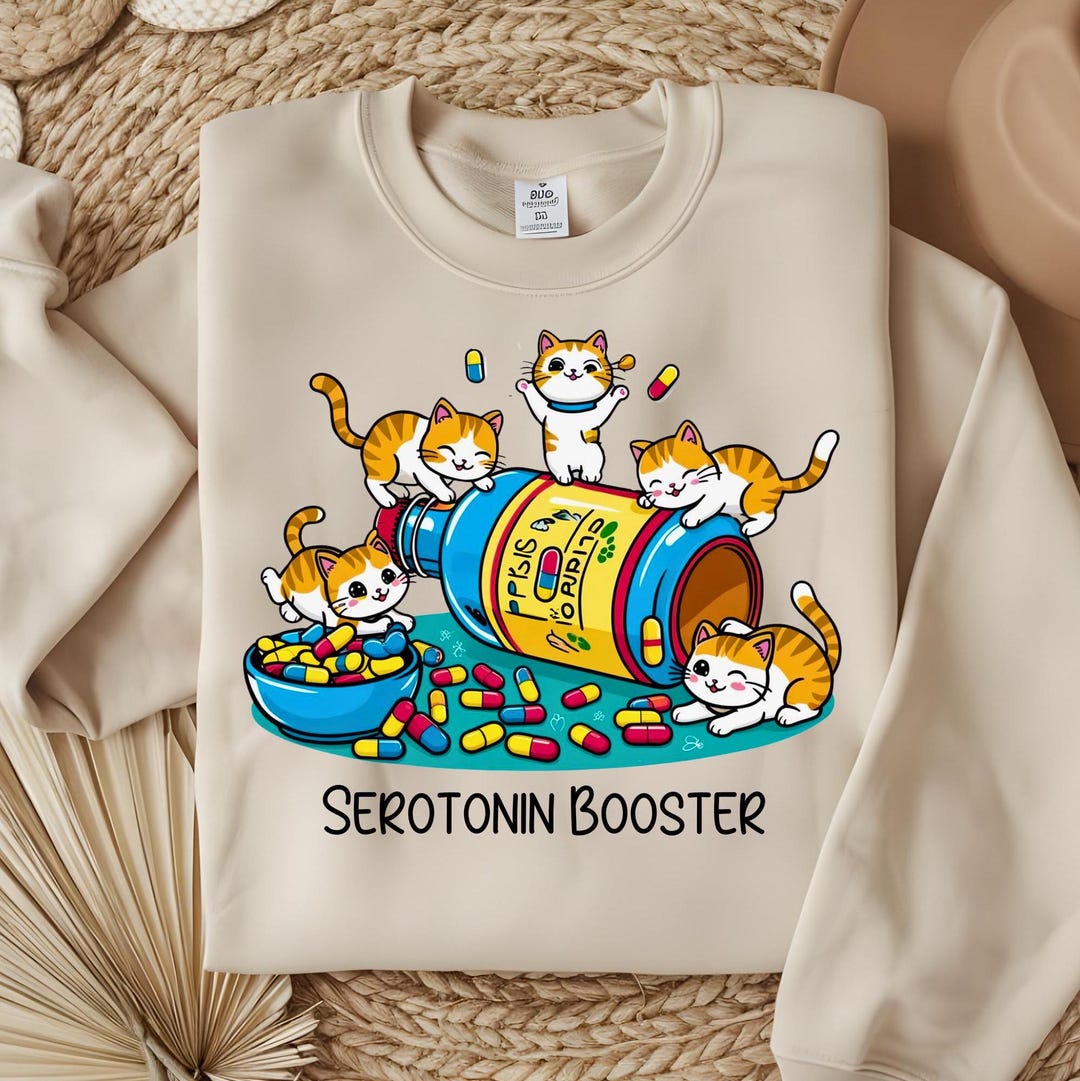 Serotonin Booster Cat PNG – Funny Mental Health Sublimation, Instant ...