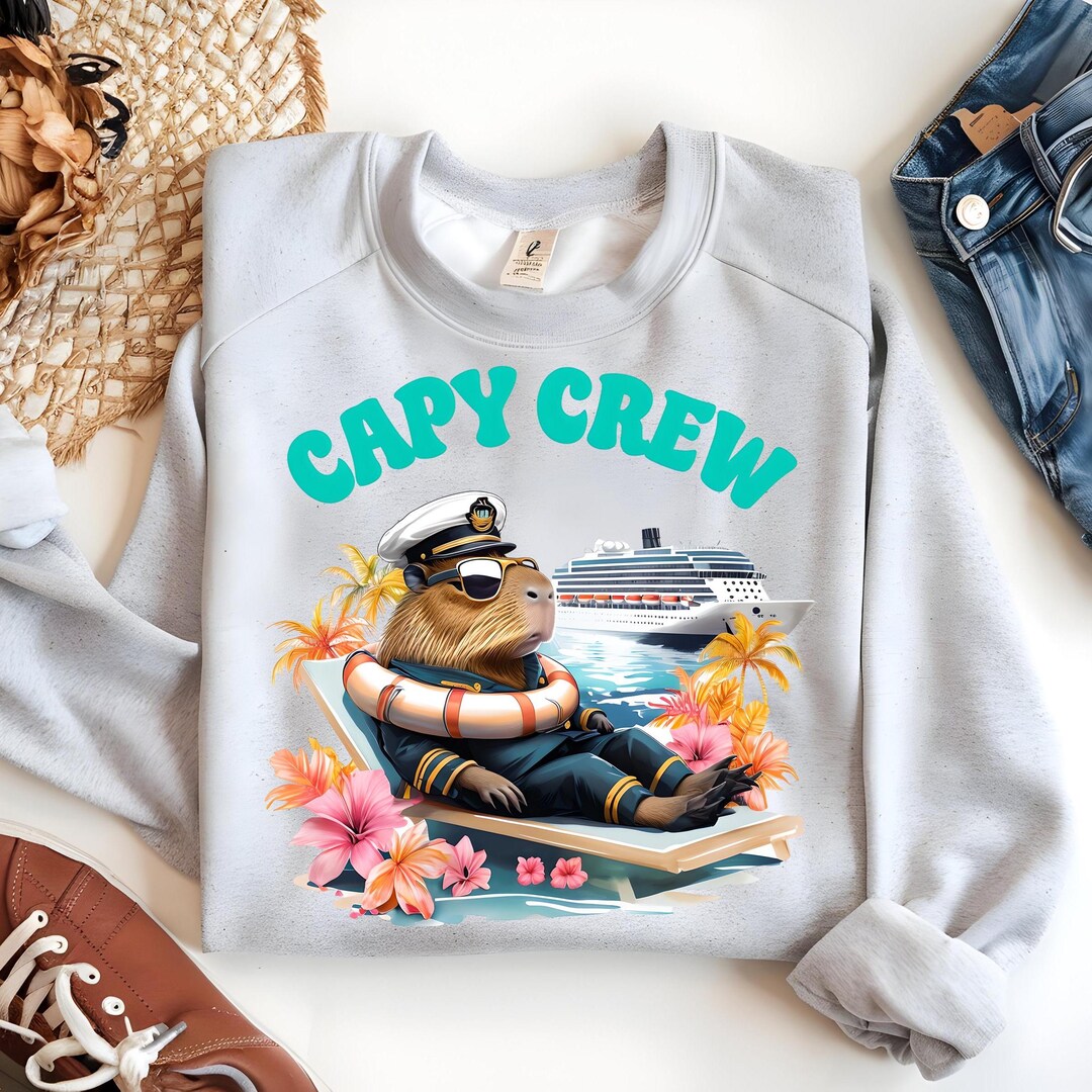 Capybara Crew PNG Cute Capybara Cruise T-shirt Design Capybara PNG ...