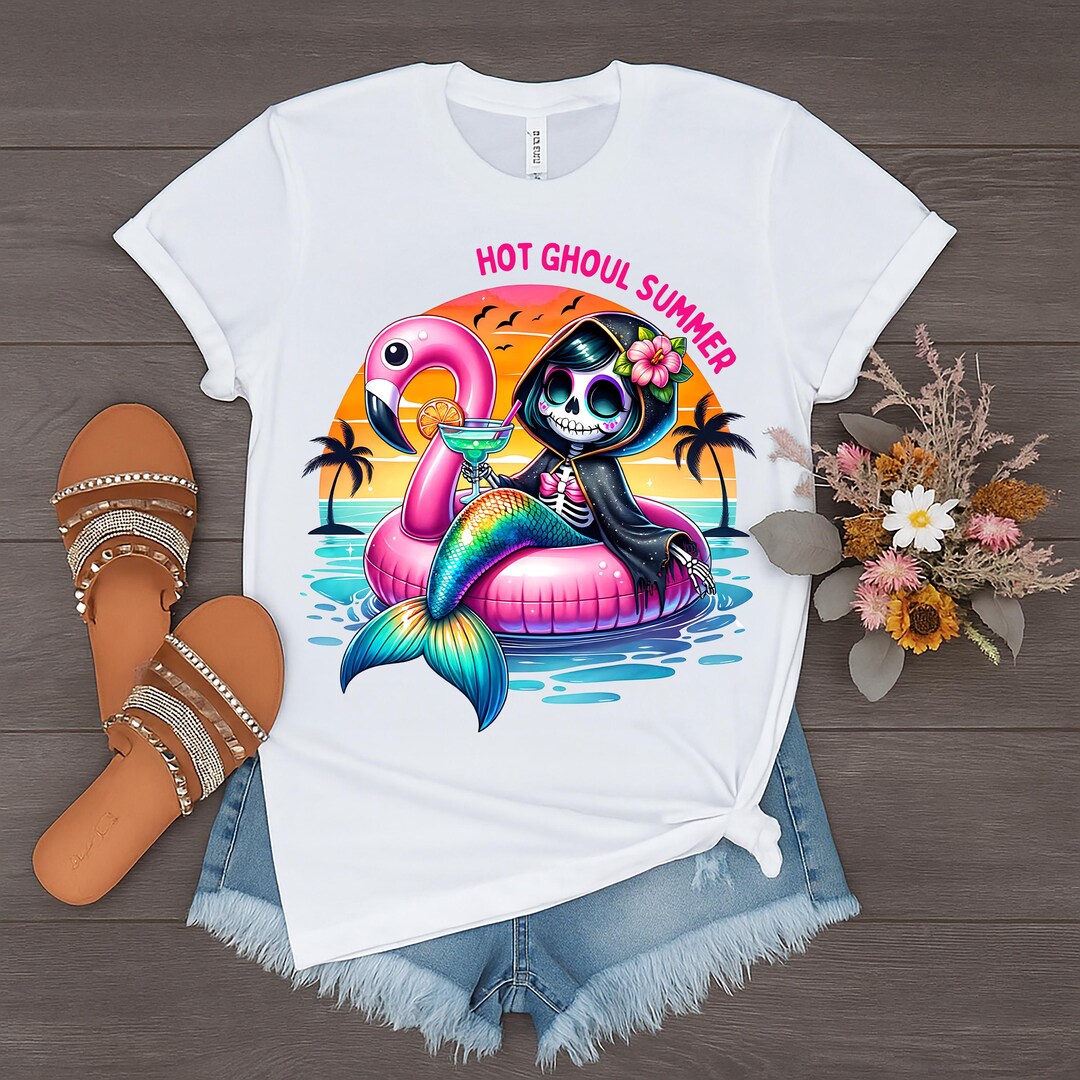 Hot Ghoul Summer PNG, Funny Skeleton Mermaid PNG Sublimation, Pastel ...