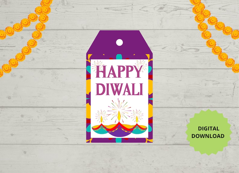 Printable Diya Diwali Gift Tag, Diwali Gift Box Tag, Diwali Thank You ...
