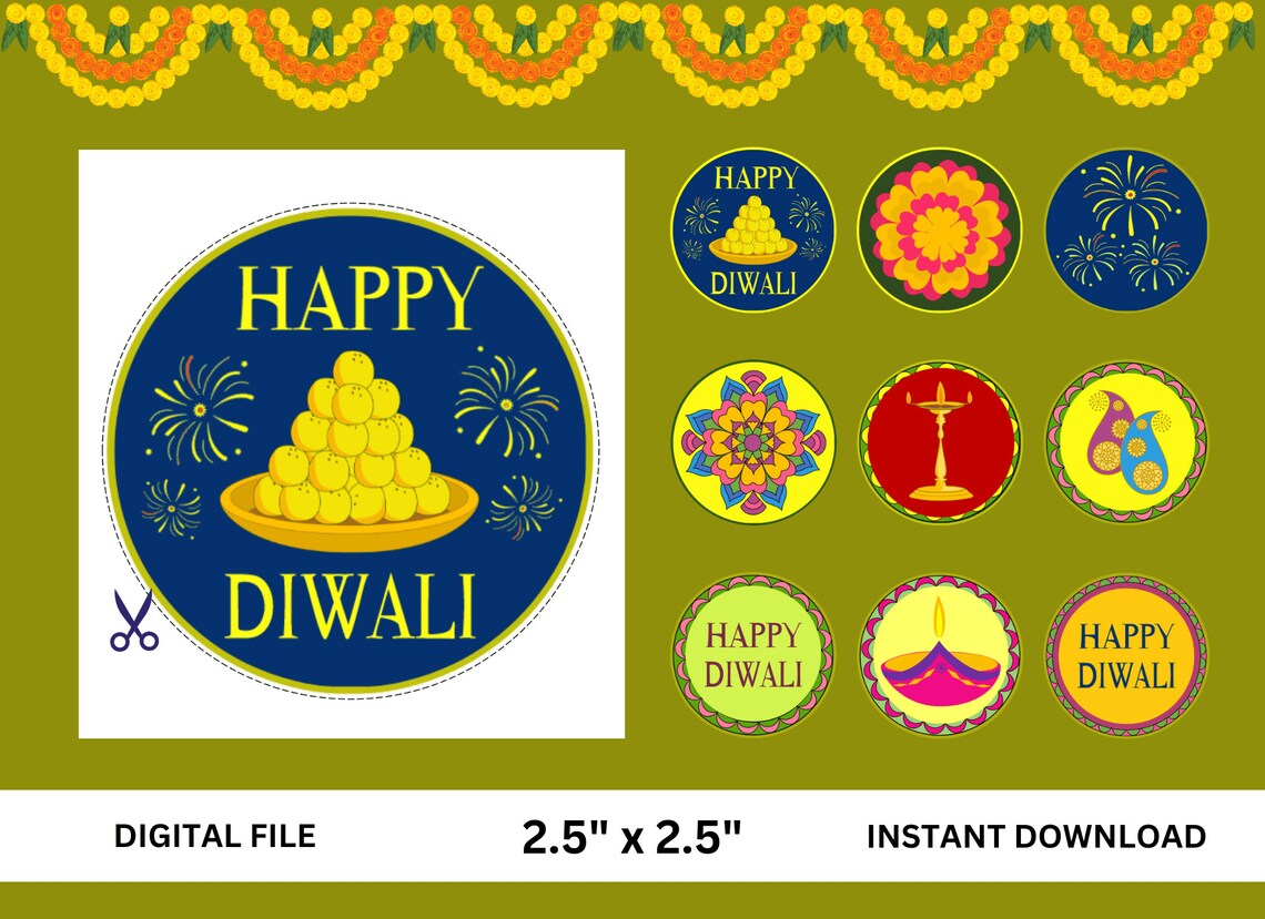 Diwali Cup Cake Toppers Digtal DIY Diwali Printablediwali - Etsy