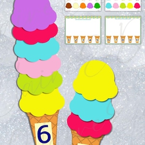 Ice Cream Scoops Count, Stack & Play, Printable Counting Activities ...
