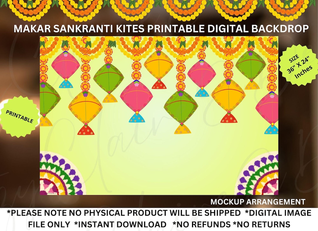 Makar Sankranti Kites Printable Backdrop, Sankranti Kites, Digital ...