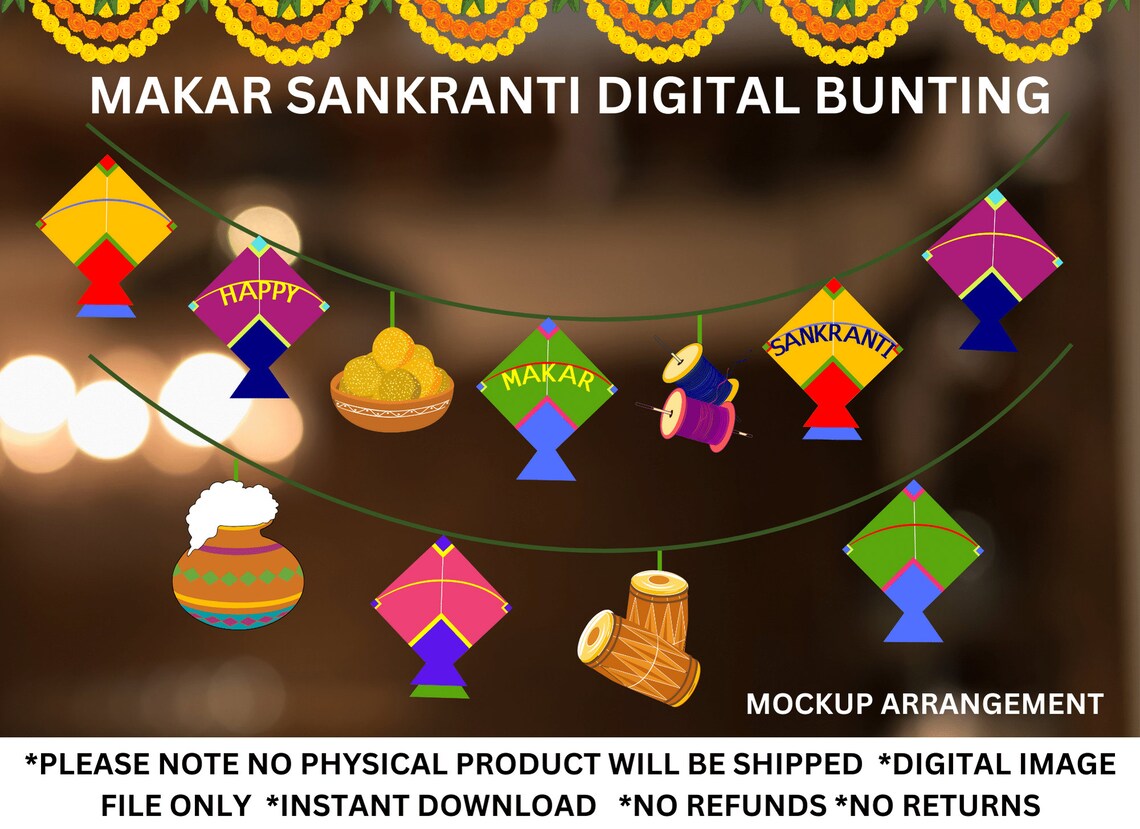 Digital Happy Makar Sankranti Kite Bunting Images,makar Sankranti ...