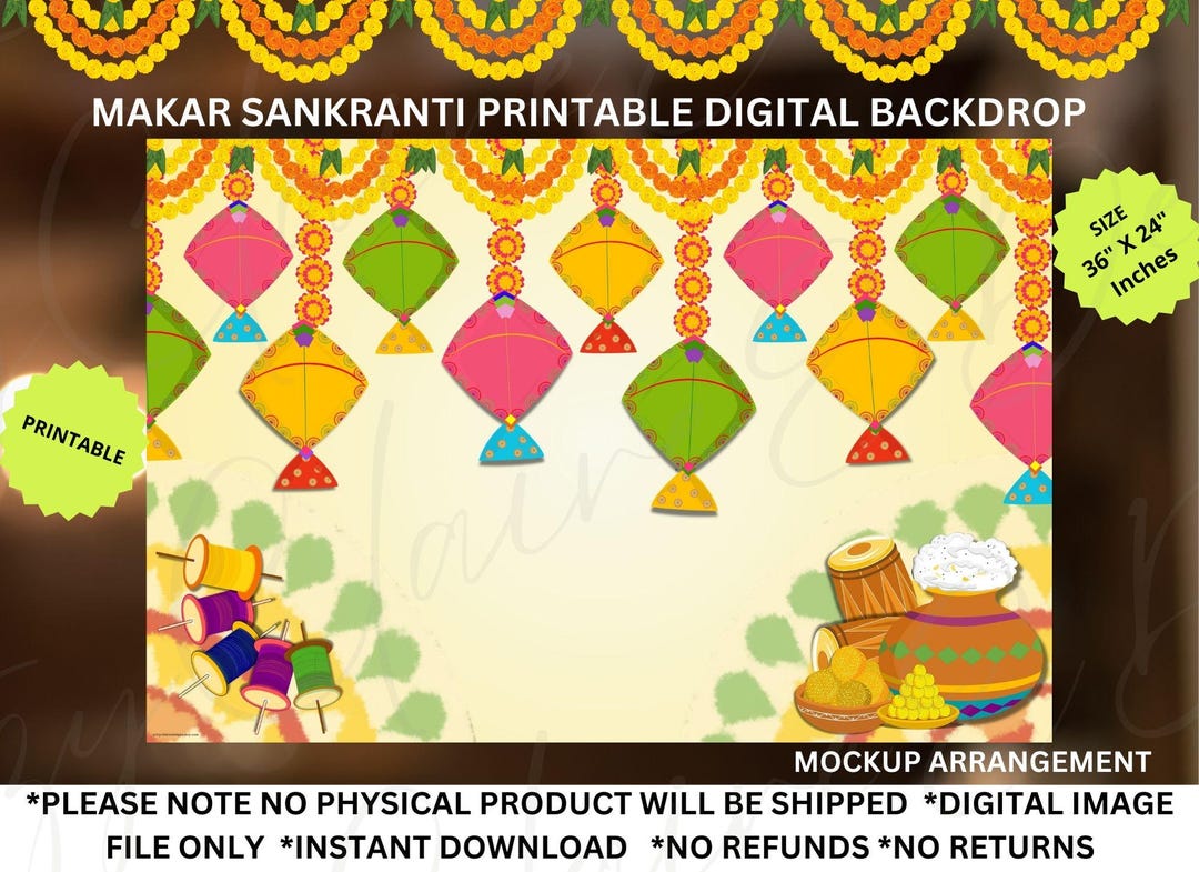 Makar Sankranti Printable Backdrop, Sankranti Pot, Digital Banner ...