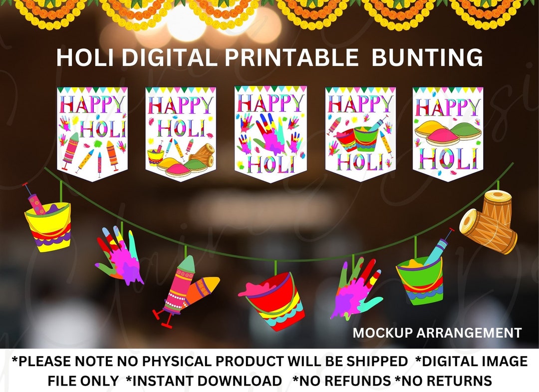 Digital Printable Happy Holi Images, Holi Decoration, Holi Digital ...