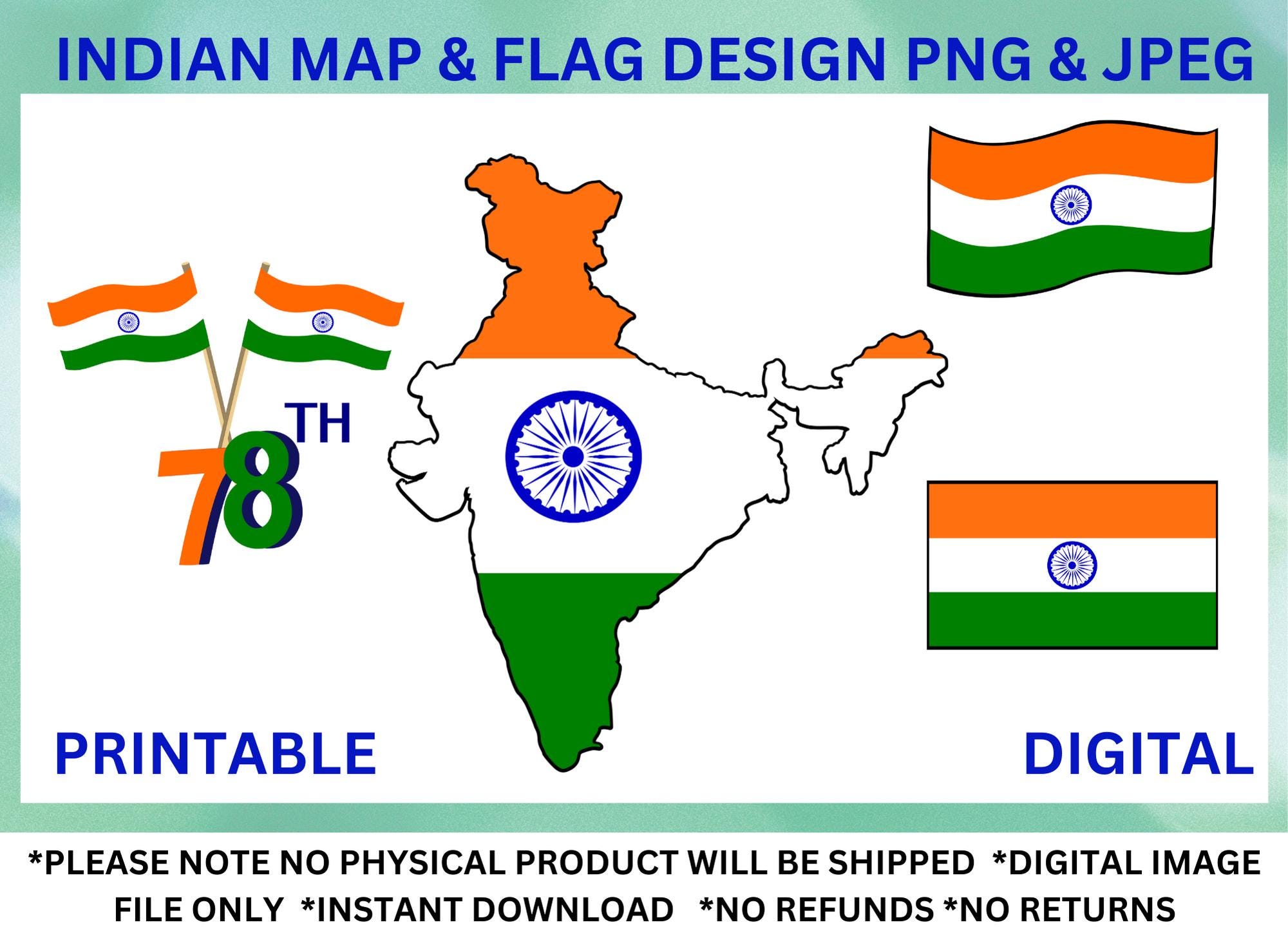 Indian Map Flag Design Png & Jpeg, Indian Art Independence Day, 78th ...