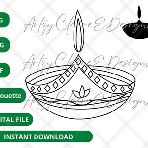 Diya Inidan Lamp – Digital Download DIY Art for Diwali Hindu Festivals ...