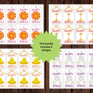 Printable Diwali Gift Tag Bundle, Diwali Party Tags, Happy Diwali, DIY ...