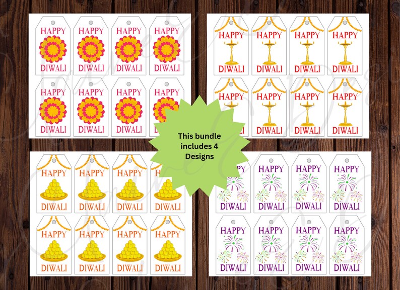 Printable Diwali Gift Tag Bundle, Diwali Party Tags, Happy Diwali, DIY ...