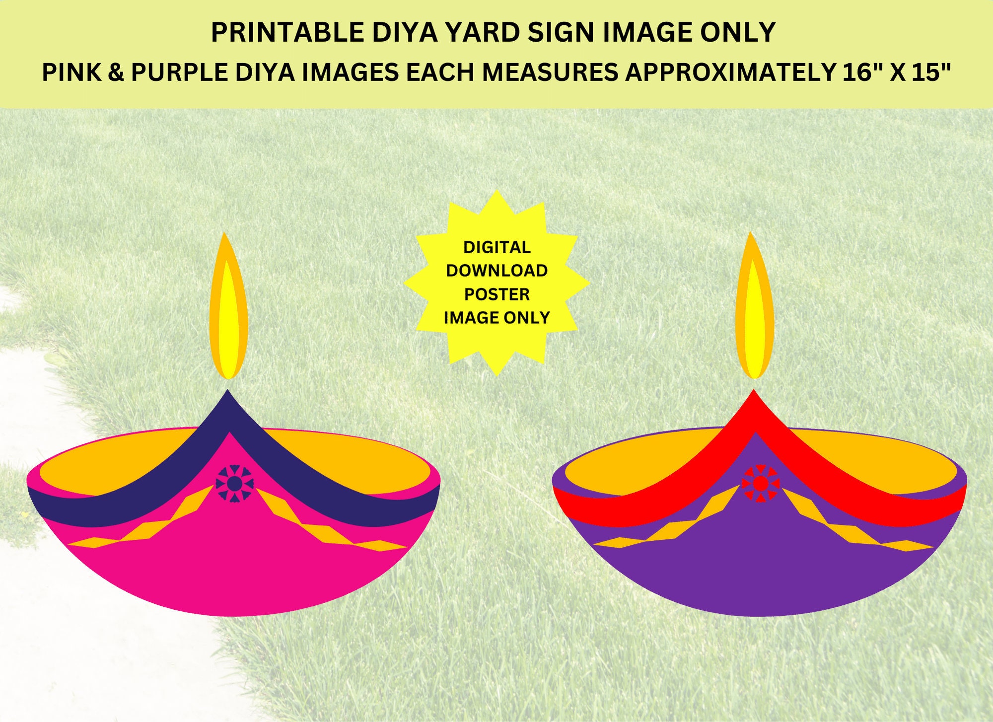 Printable Diwali Welcome Sign Image PDF, Printable Diya Yard Sign ...