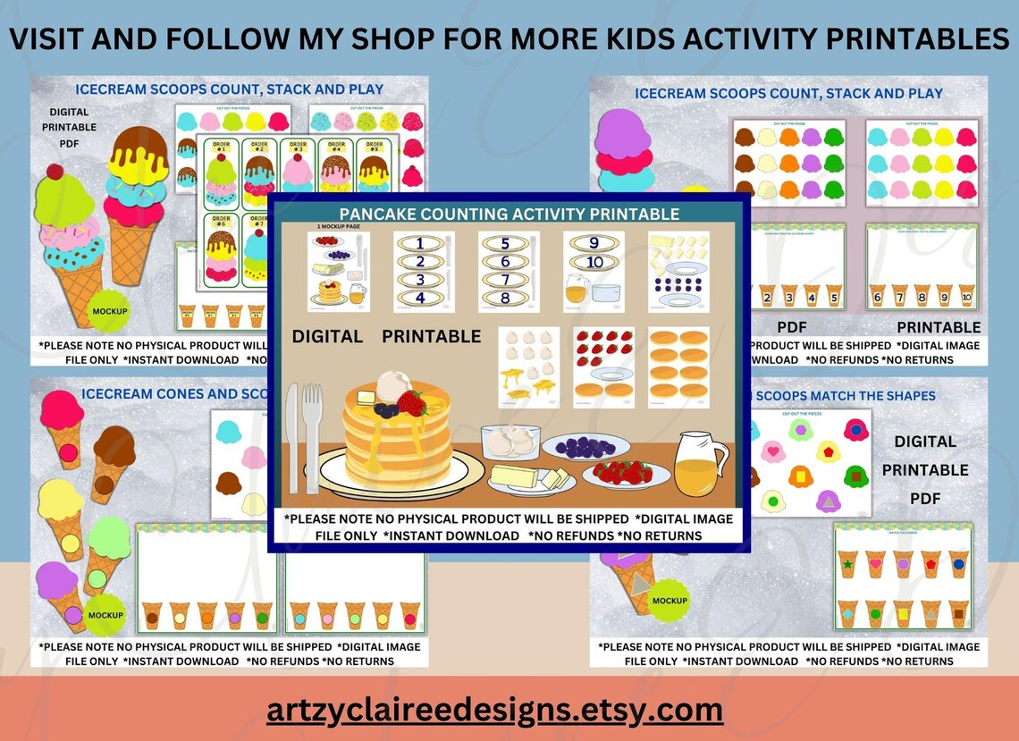 Ice Cream Scoops Match the Shapes Activity, Printable Shapes Activities ...