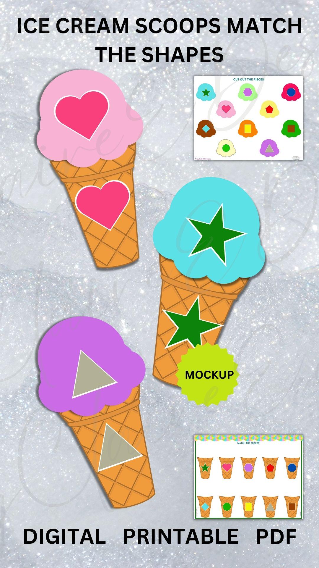 Ice Cream Scoops Match the Shapes Activity, Printable Shapes Activities ...