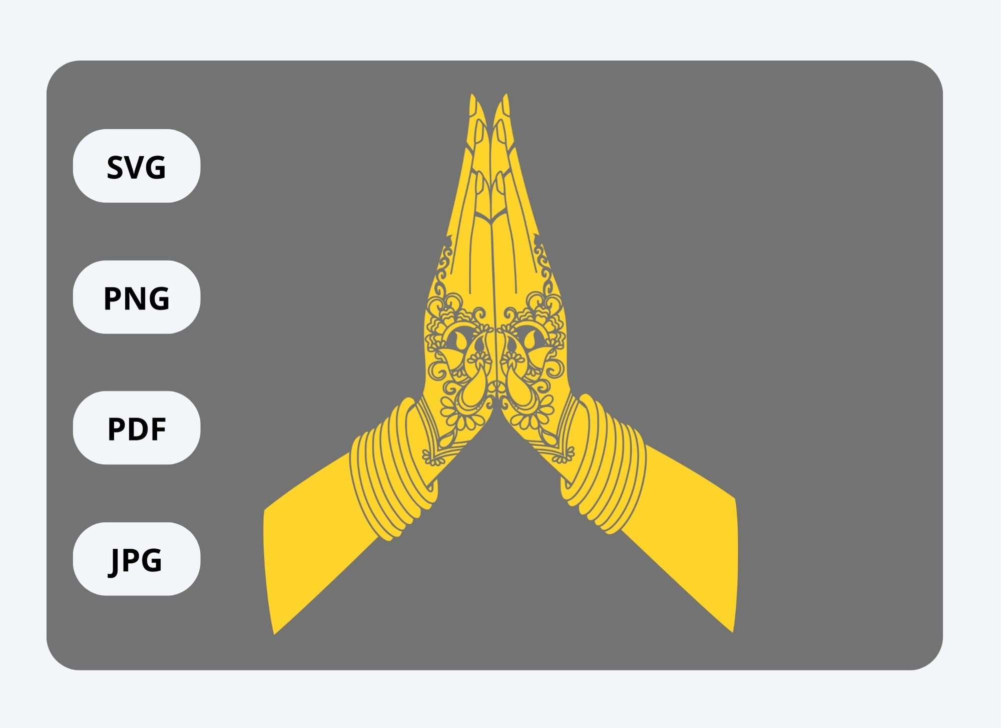 Namaste Hand With Mehendi Svg, Bangles, Mandala Henna Hand,zentangle ...