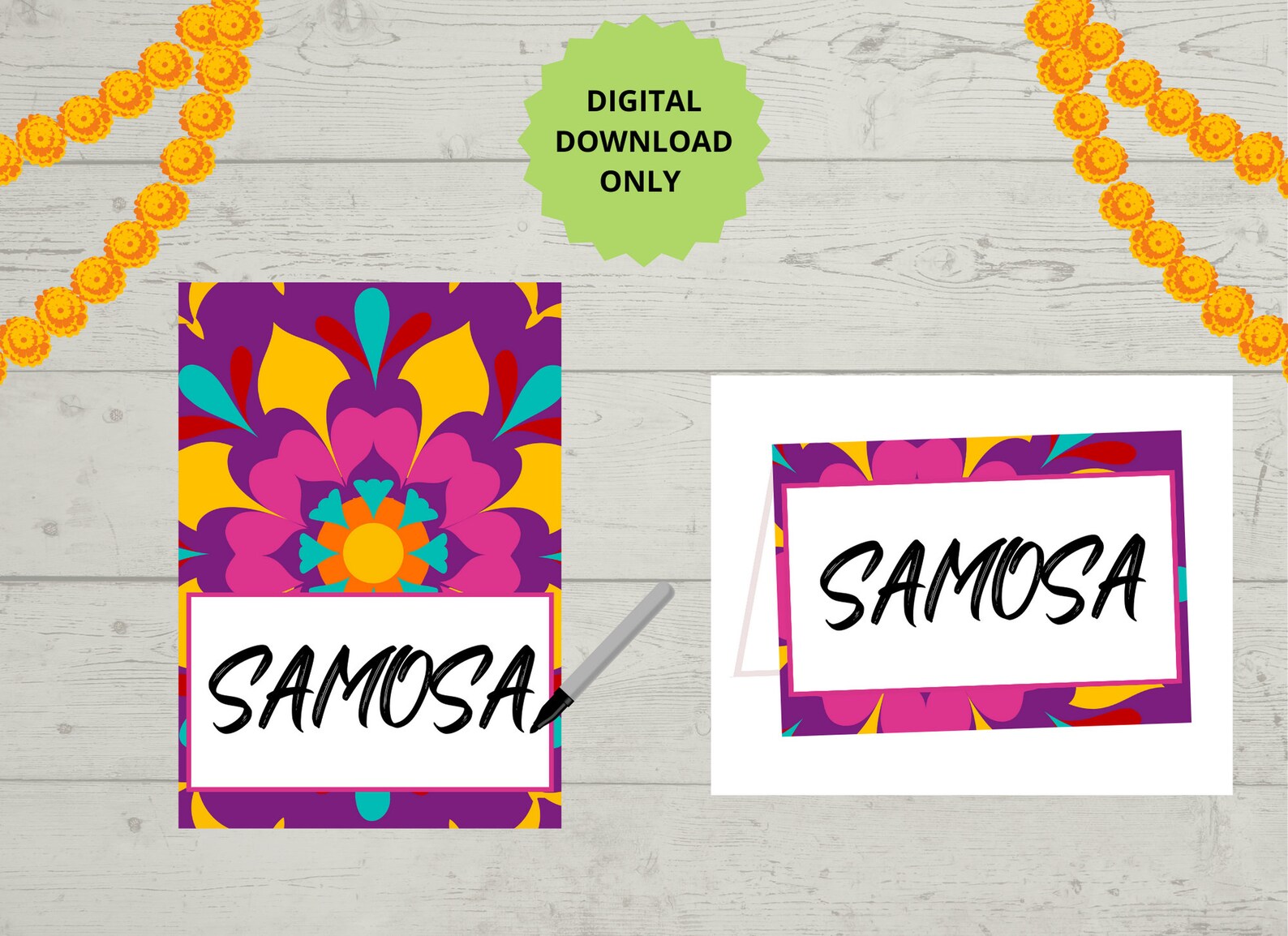 Digital Food Tent Card and Food Label (blank), Diwali Food Label ...