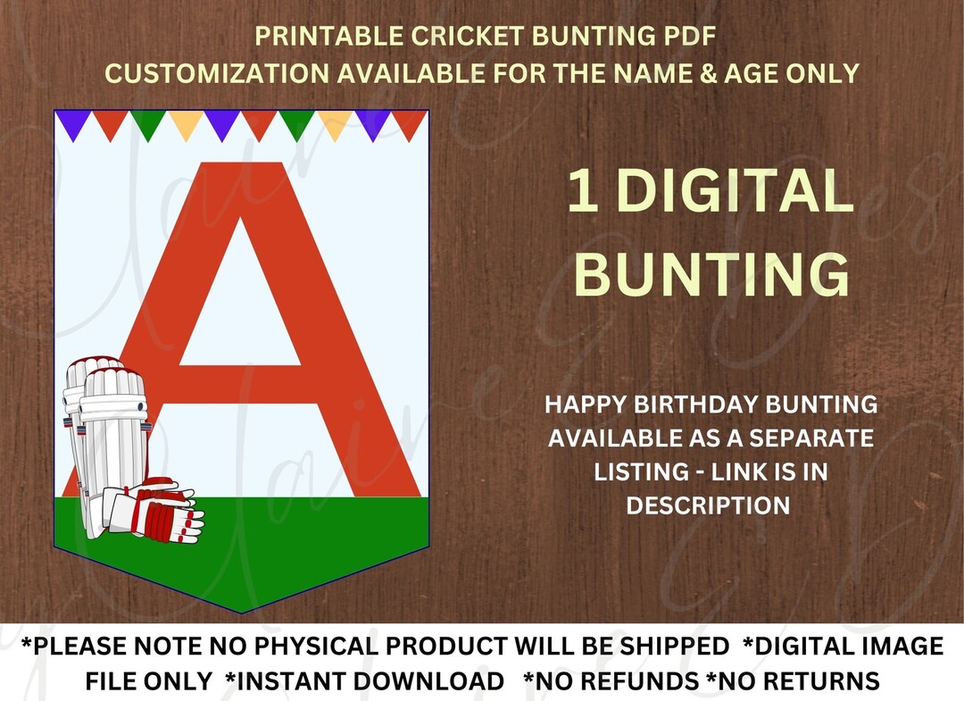 Printable CRICKET Bunting With Name & Age Customization, Cricket Themed ...