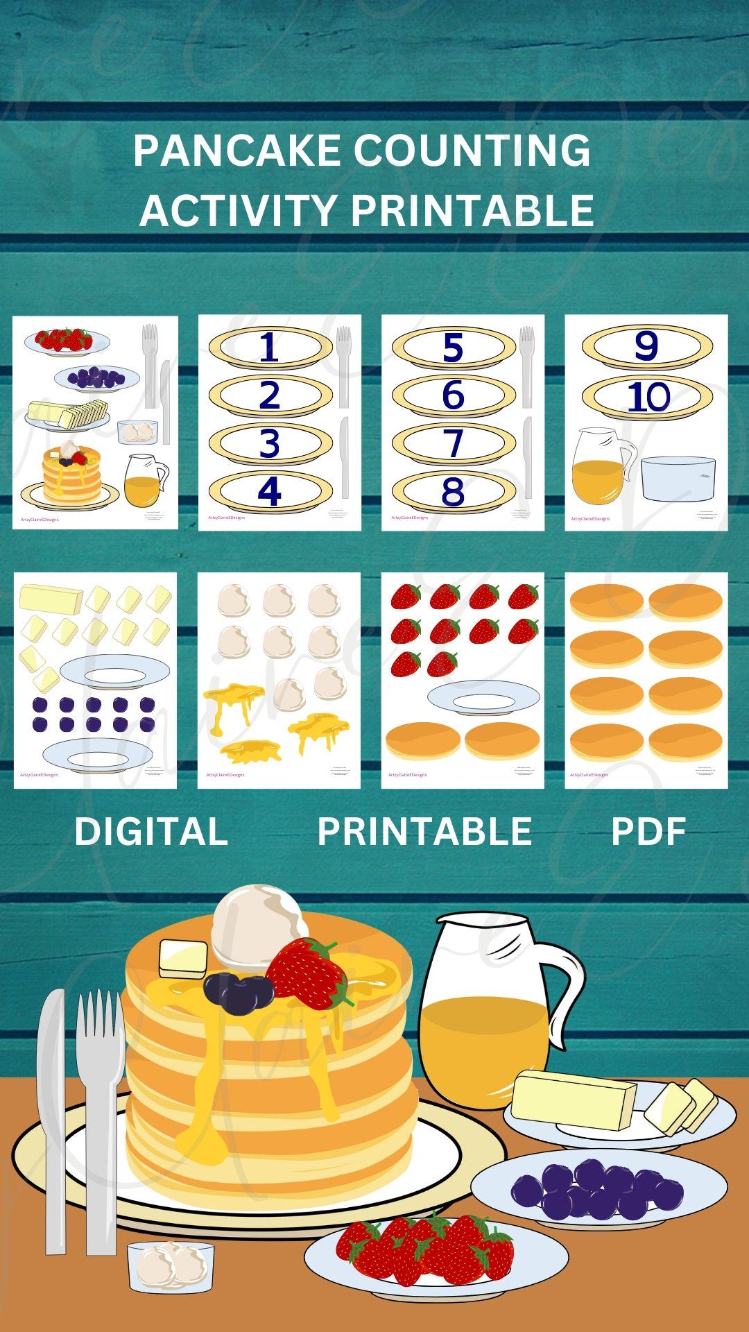 Pancake Counting Activity, Printable Count Activities, Numbers 1-10 ...