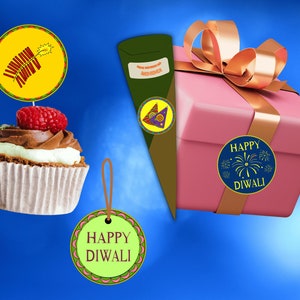 Diwali Cup Cake Toppers Digtal, DIY Diwali Printable,diwali Gift/favor ...