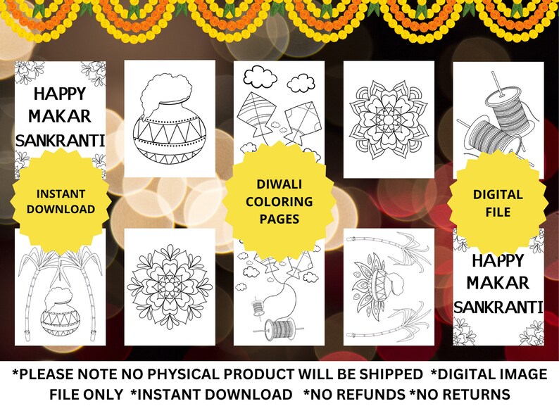 Makar Sankranti Coloring/activity Pages, Makar Sankranti Pot, Makar ...
