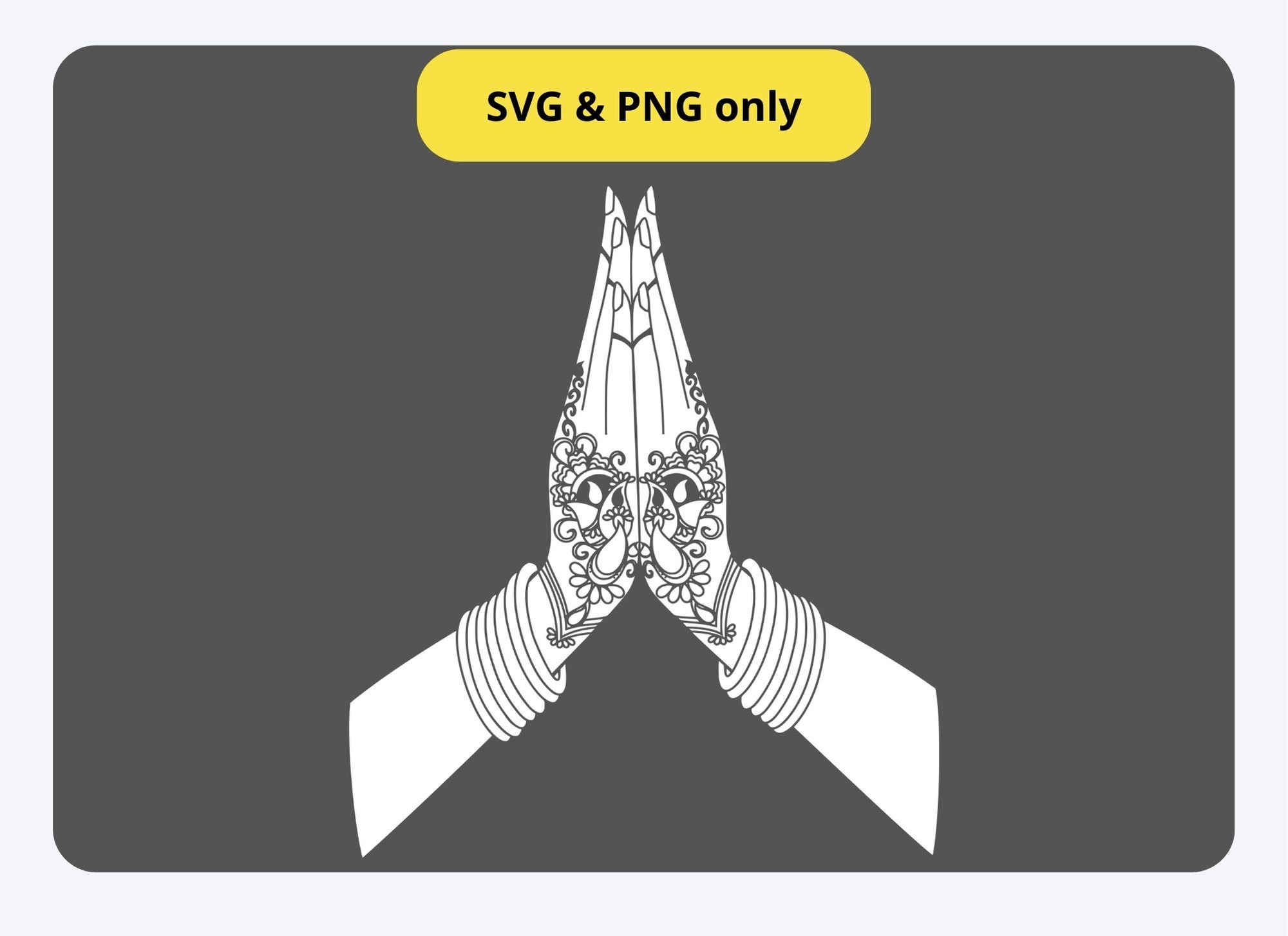 Namaste Hand With Mehendi Svg, Bangles, Mandala Henna Hand,zentangle ...