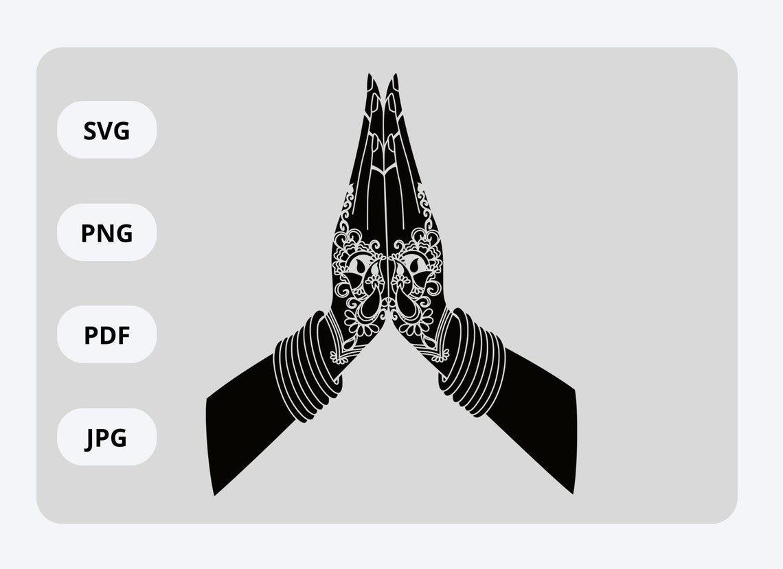 Namaste Hand With Mehendi Svg, Bangles, Mandala Henna Hand,zentangle ...