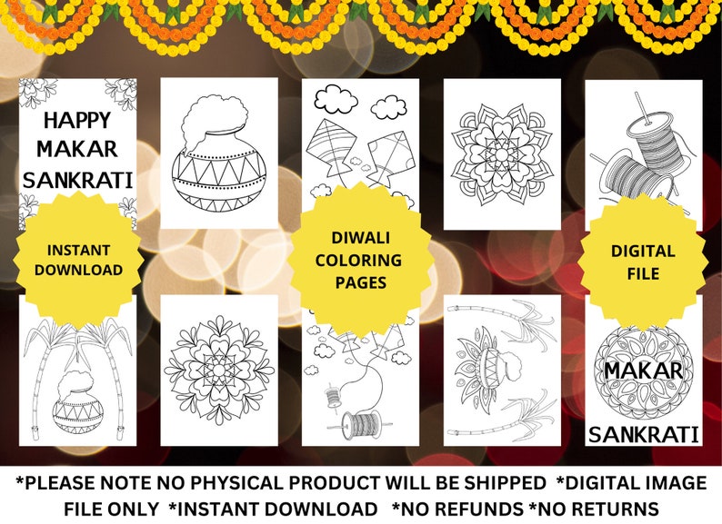 Makar Sankranti Coloring/activity Pages, Makar Sankranti Pot, Makar ...