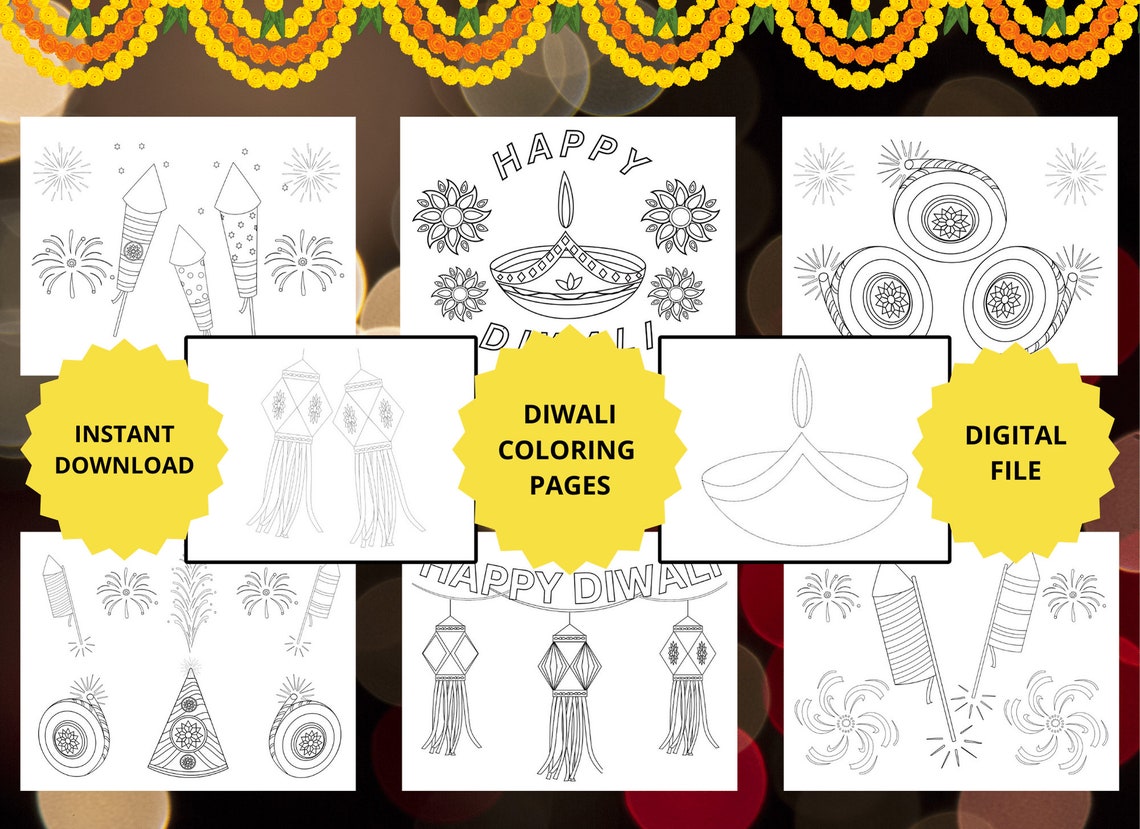 Diwali Coloring/activity Pages, Diwali Party Activity for Kids, Diwali ...