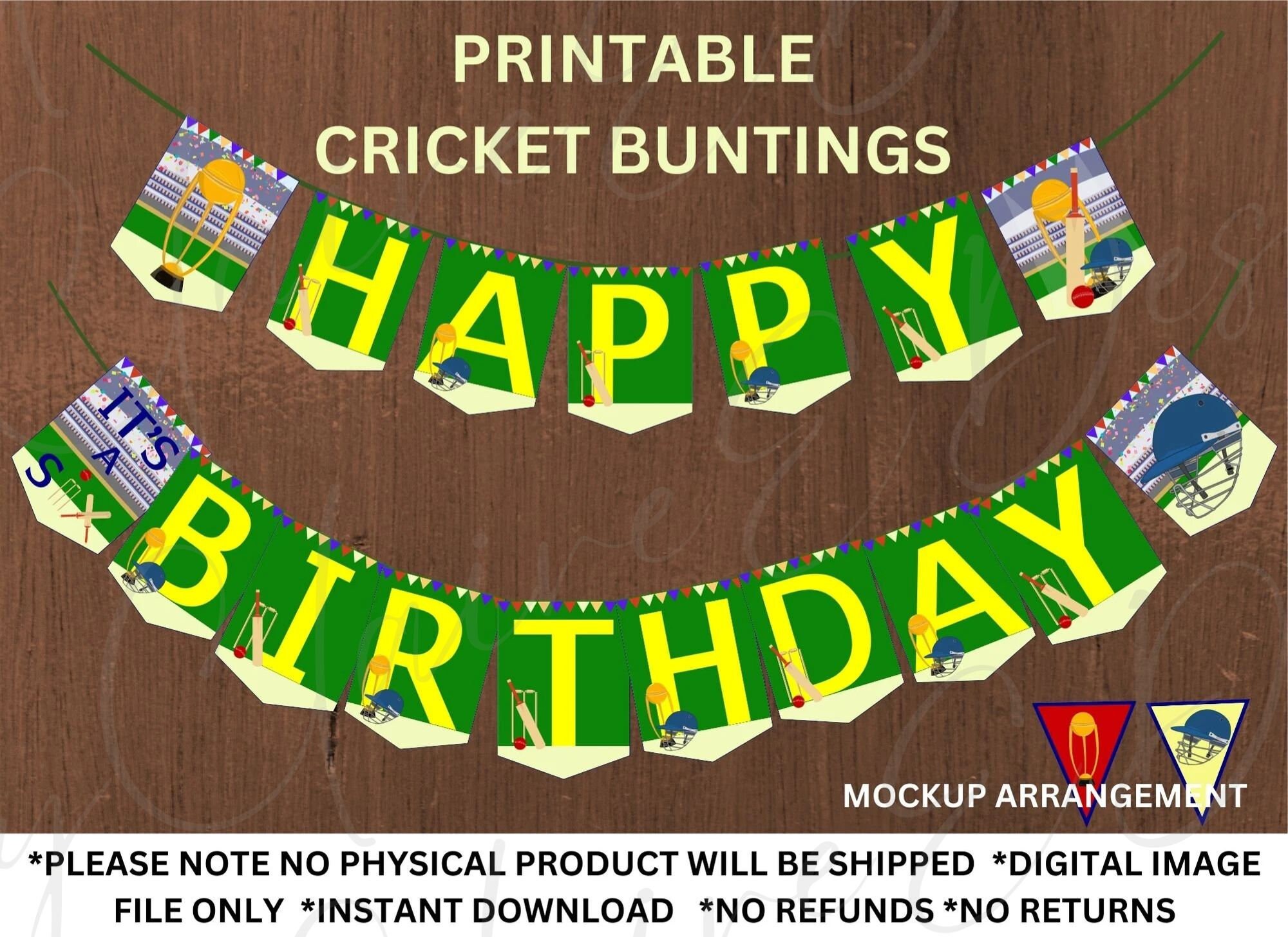 Cricket Bunting, Printable (green Theme) , Cricket Themed Party Bunting ...