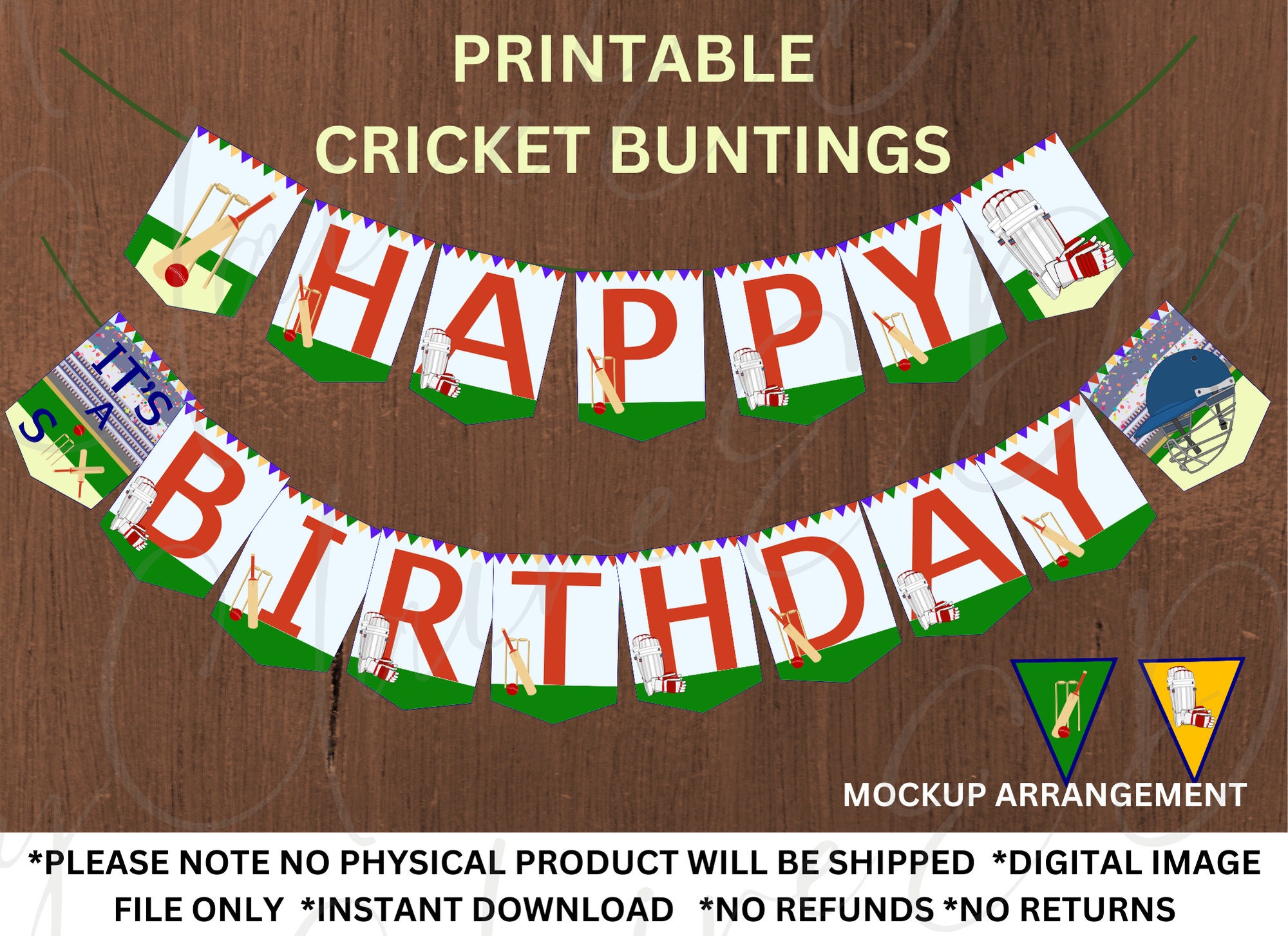 Printable CRICKET Birthday Bunting, Cricket Themed Party Bunting ...