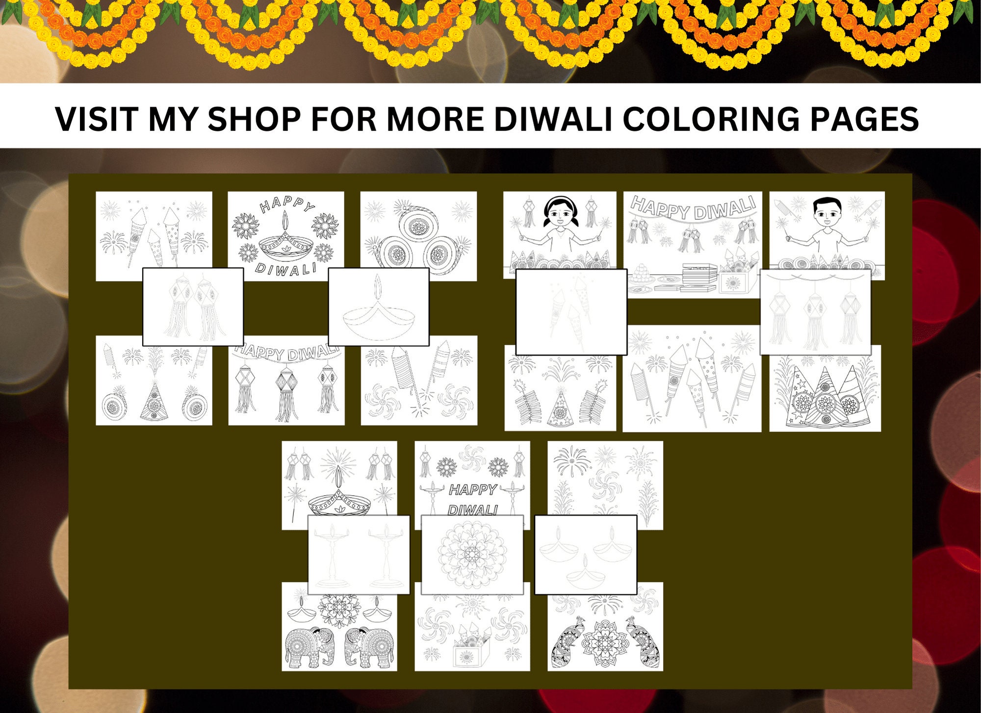 Diwali Activity/coloring Pages for Kids, Diwali Party Activity for Kids ...
