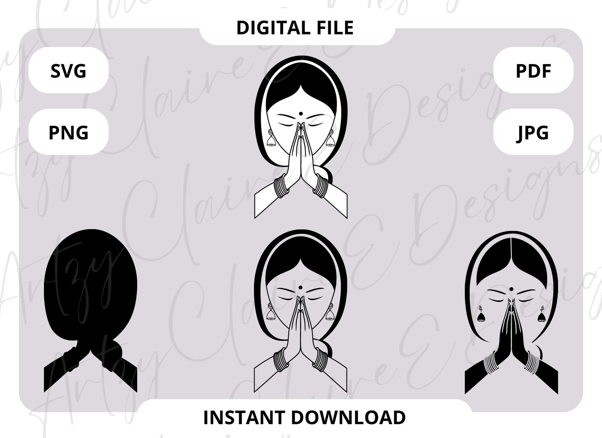 Namaste Indian Woman Welcome Gesture, Indian Thank You Sign SVG ...