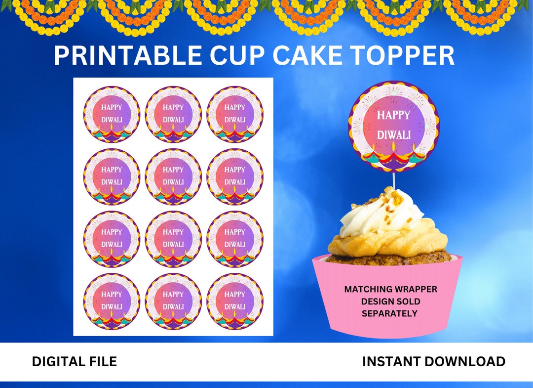 Diwali Cup Cake Toppers Digital, Cup Cake Toppers, DIY Party, Diwali ...