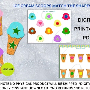 Ice Cream Scoops Match the Shapes Activity, Printable Shapes Activities ...
