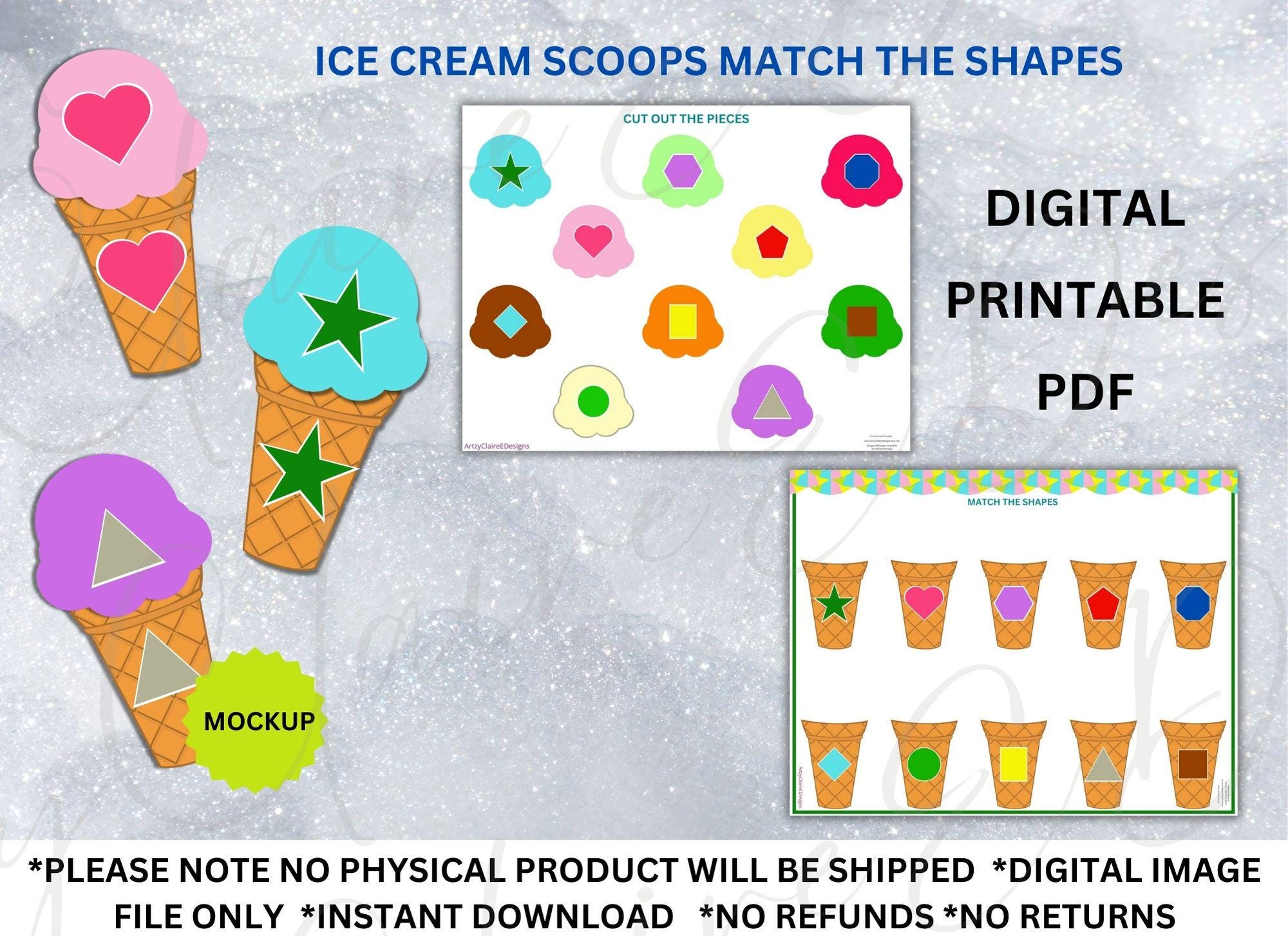 Ice Cream Scoops Match the Shapes Activity, Printable Shapes Activities ...