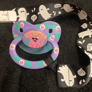 Black Ghost Boo Little Space Clip, Pacifier Clip, Goth Halloween Little ...