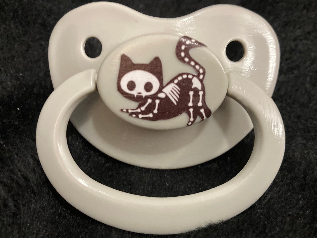 Pouncing Skeleton Cat Adult Pacifier, Goth Spooky Halloween Little ...