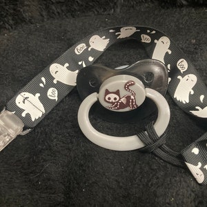 Black Ghost Boo Little Space Clip, Pacifier Clip, Goth Halloween Little ...