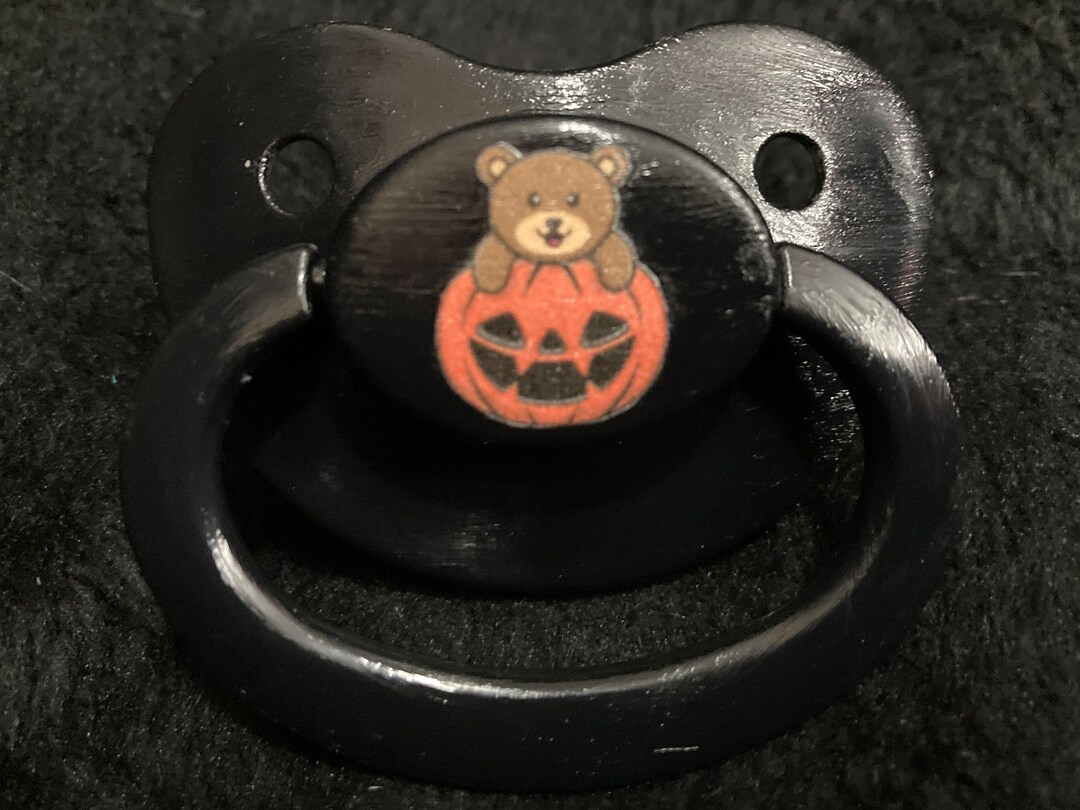 Bear in a Jack-a-lantern Adult Pacifier, Halloween Spooky Goth Little ...