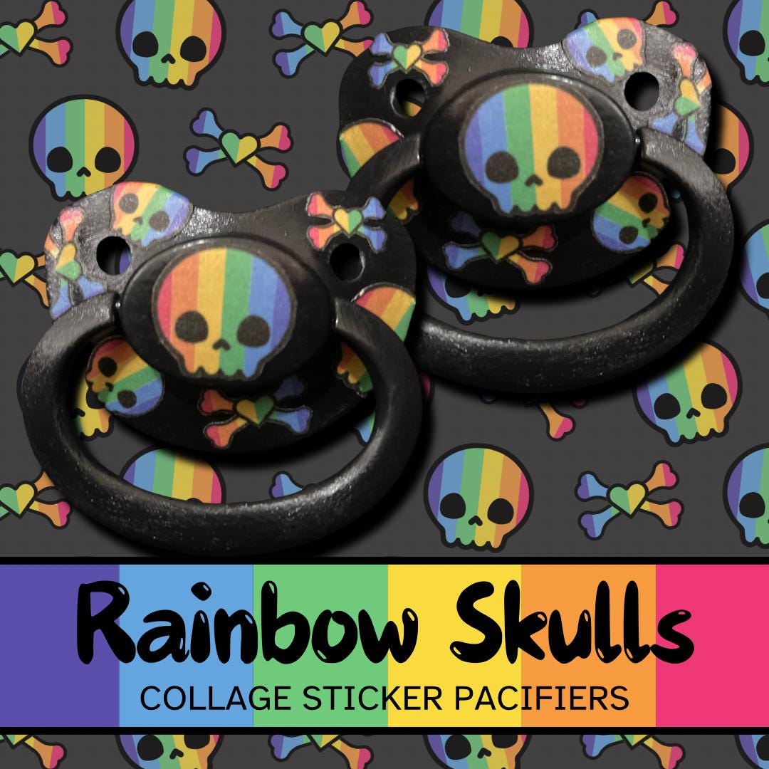 Rainbow Skull Collage Adult Pacifier, Little Space Agere Gear - Etsy