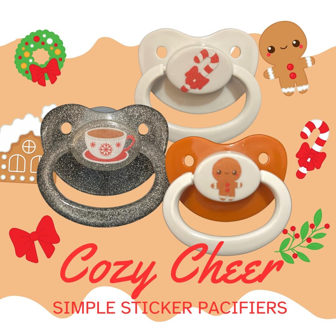Cozy Cheer Adult Pacifier, Gingerbread Man, Snowman, Candy Cane Winter ...