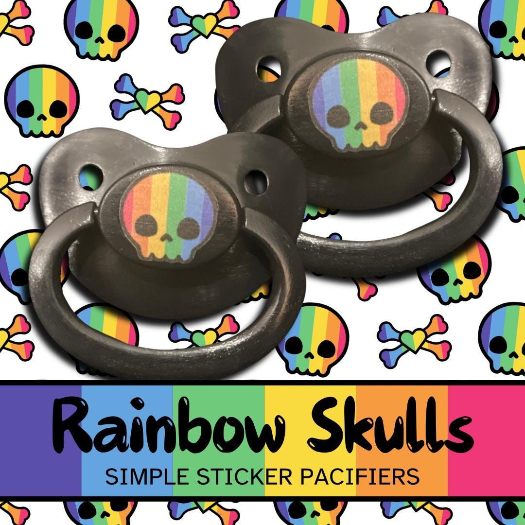 Rainbow Skull Adult Pacifier, Little Space Agere Gear - Etsy