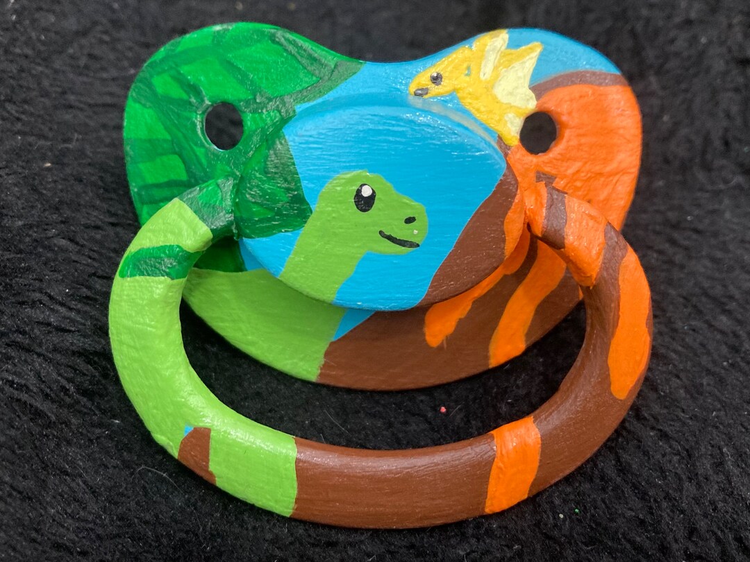 Dinosaur Hand Painted Adult Pacifier Little Space Gear - Etsy