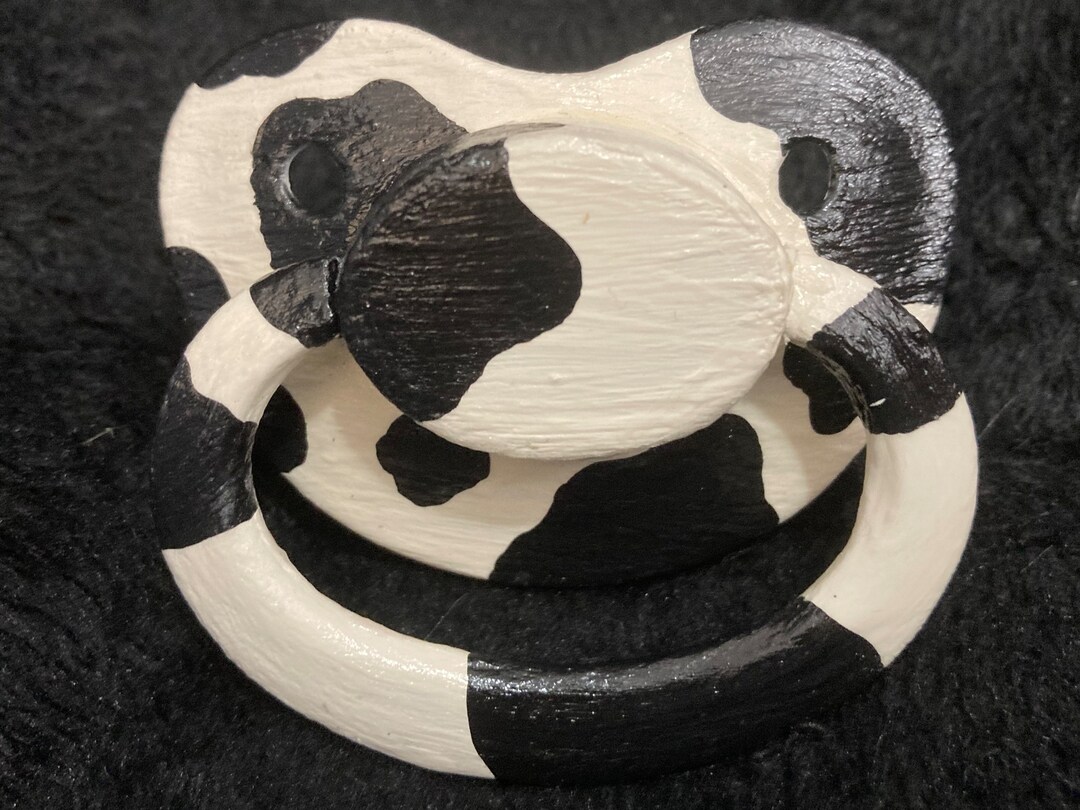 Cow Print Handpainted Adult Pacifier, Cottagecore Little Space Gear - Etsy